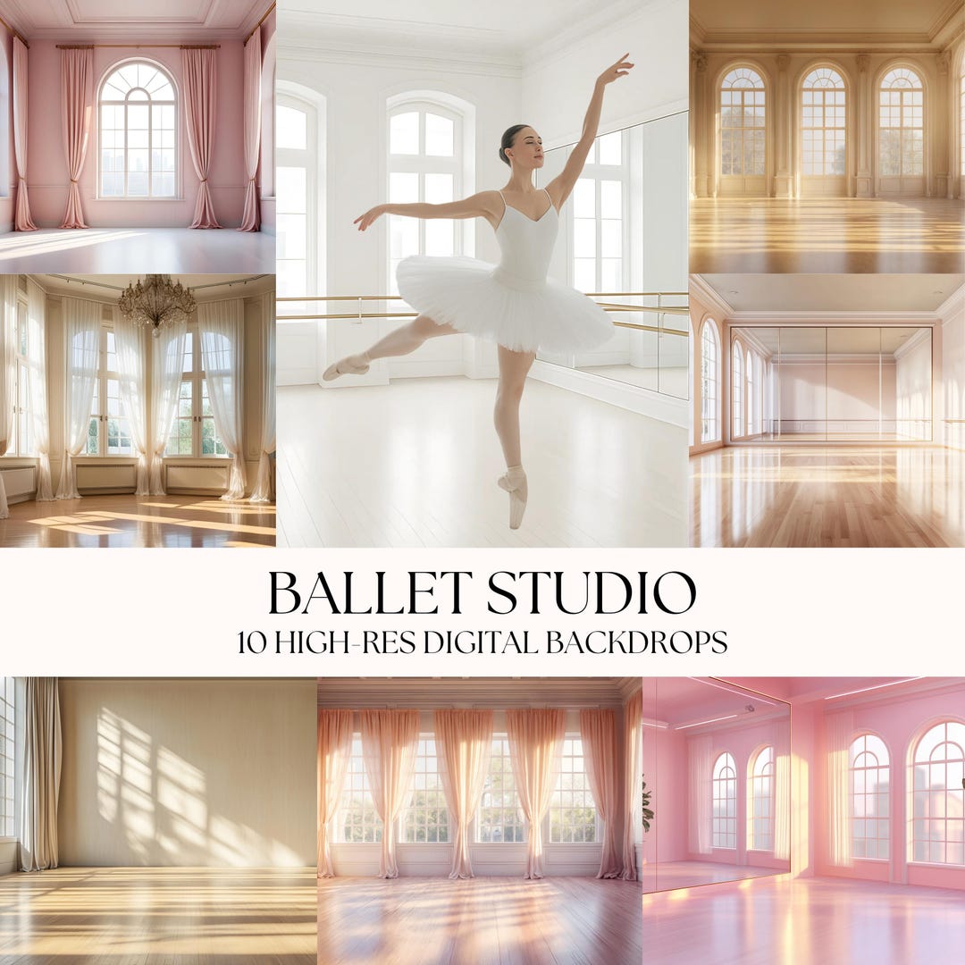 Ballet Studio Digital Backdrops, Dance School Photography Backgrounds ...