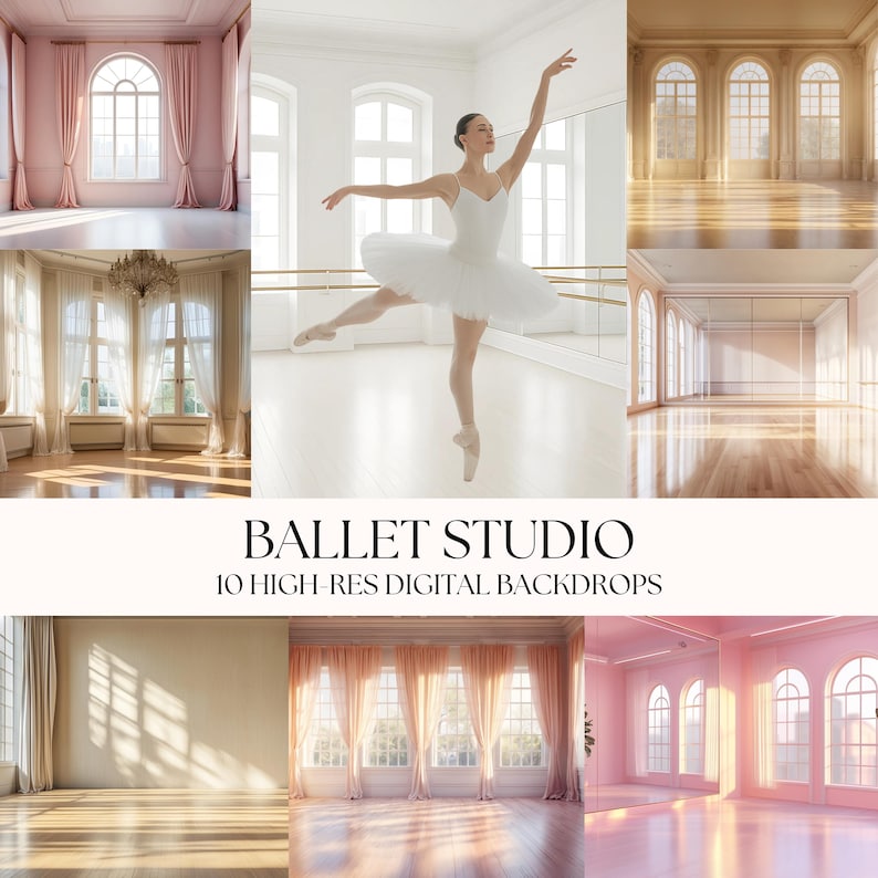 Ballet Studio Digital Backdrops, Dance School Photography Backgrounds ...