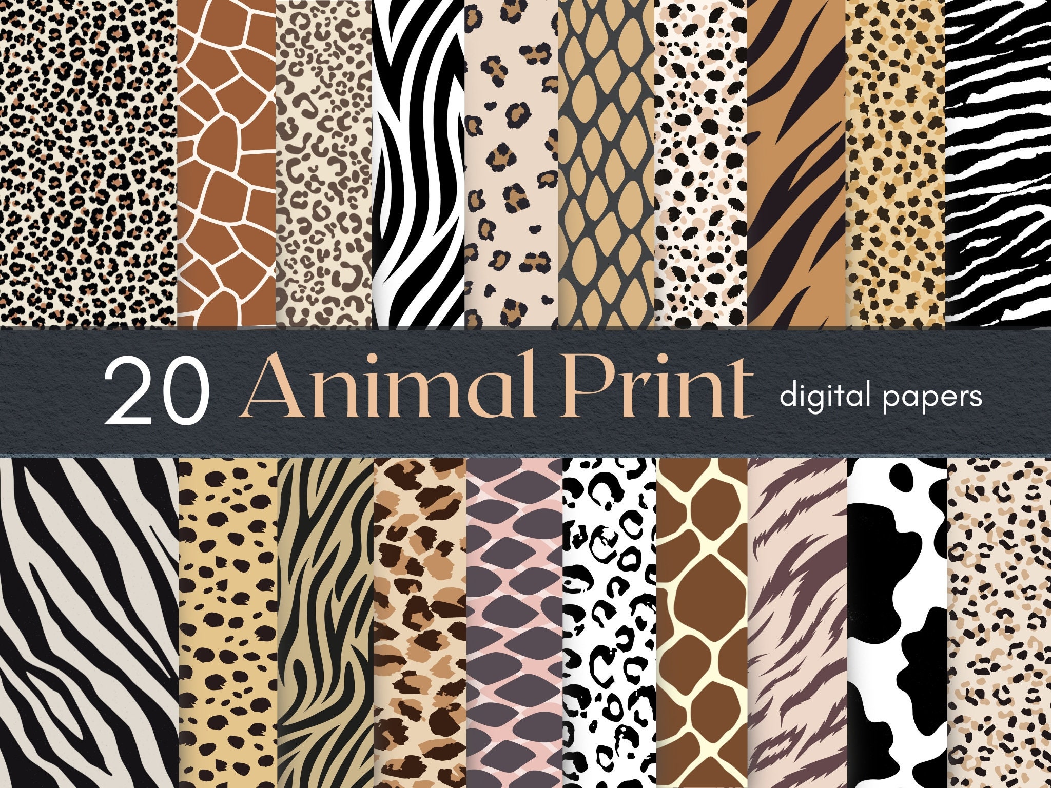 Animal Print Digital Paper | Commercial Use, 300 DPI Animal Skin ...