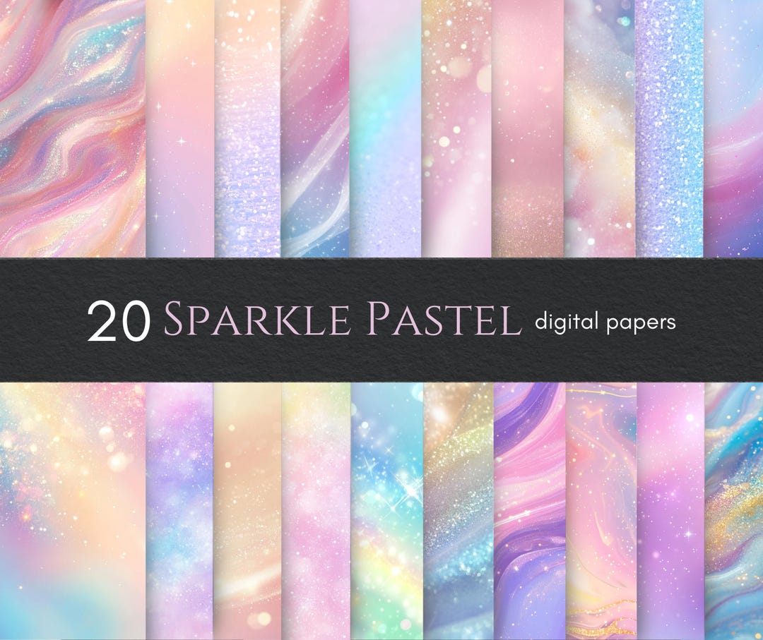 Sparkle Pastel Backgrounds – Glitter Rainbow Pastel Digital Paper ...