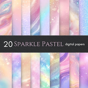 Sparkle Pastel Backgrounds – Glitter Rainbow Pastel Digital Paper ...