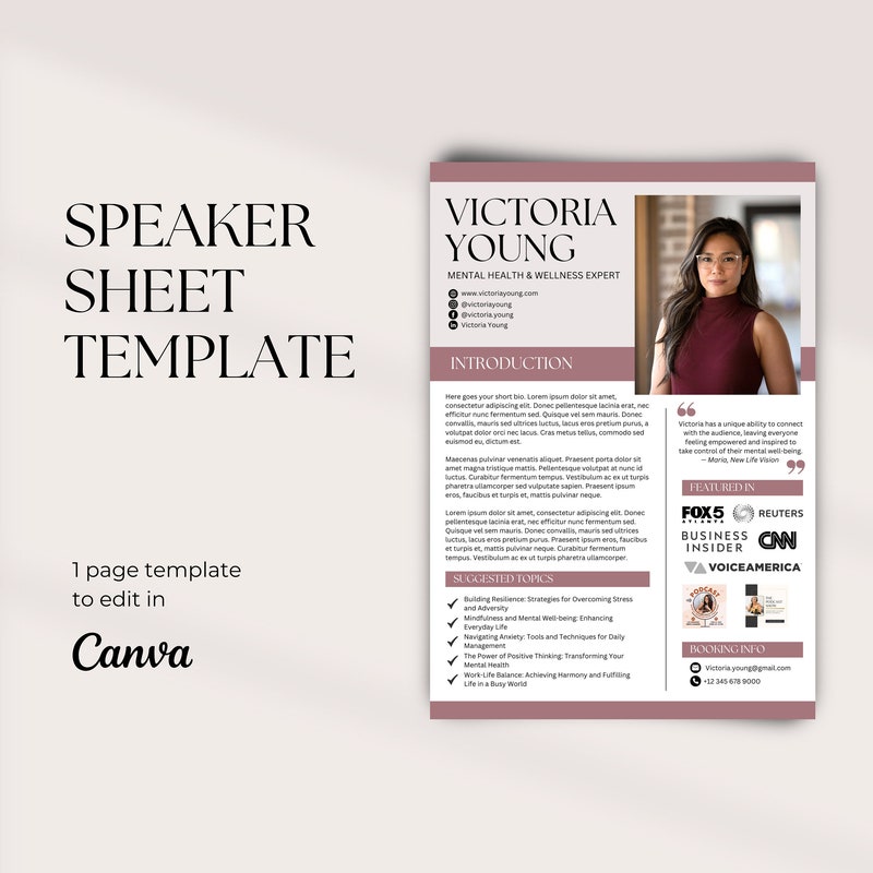 Speaker One Sheet - Etsy