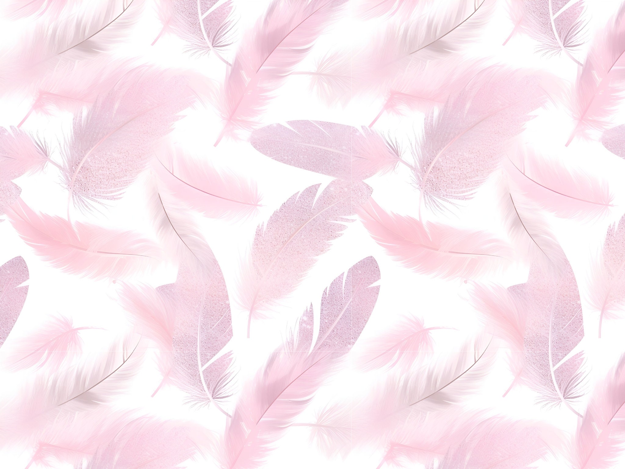 Seamless Feather Pattern Digital Paper, Commercial Use, 300 DPI Shiny ...