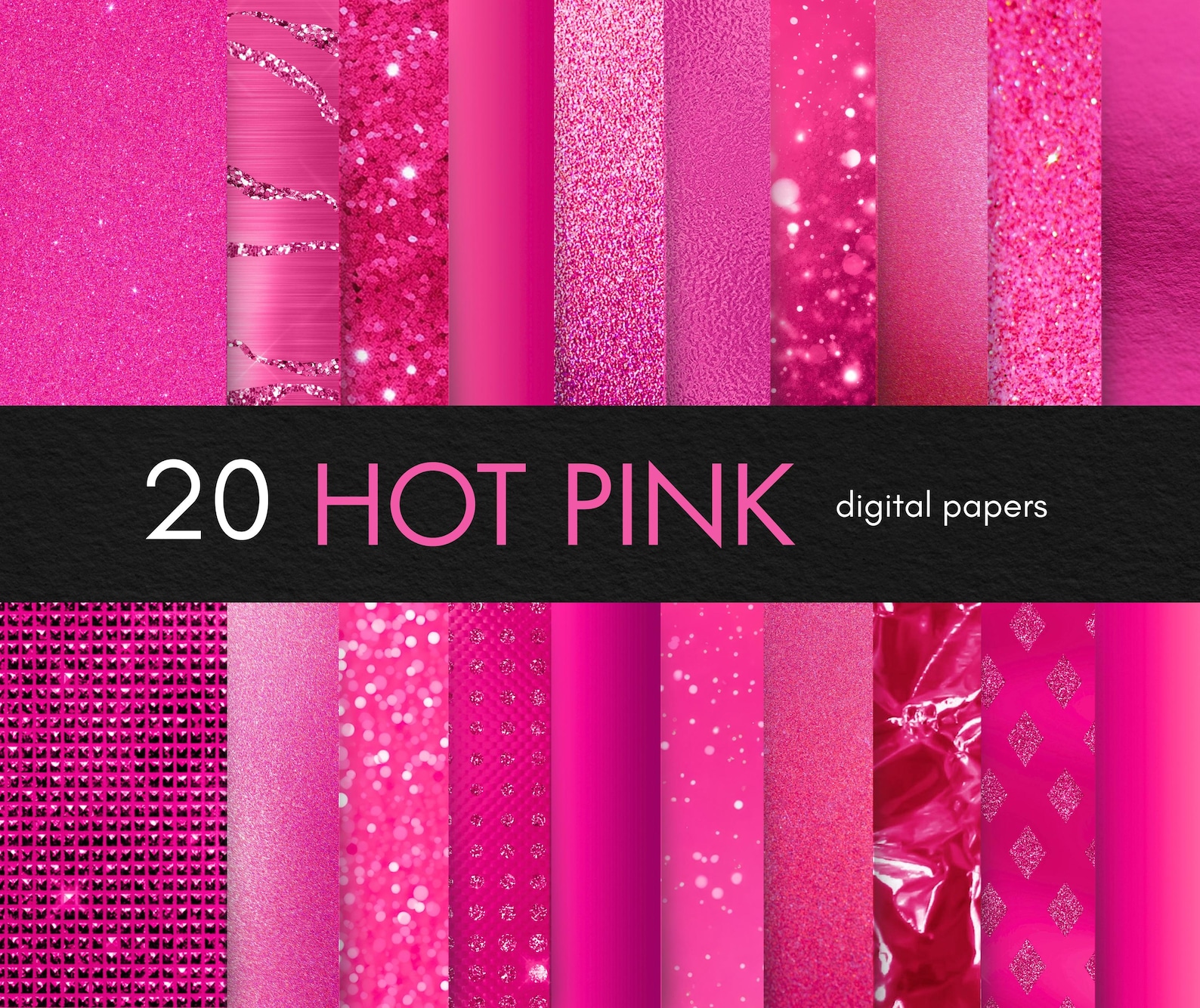Hot Pink Digital Paper, Bright Pink Backgrounds, Fuchsia Textures ...