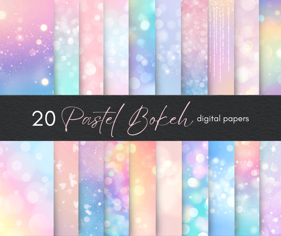 Pastel Bokeh Digital Paper – Soft Rainbow Bokeh Gradient Backgrounds ...