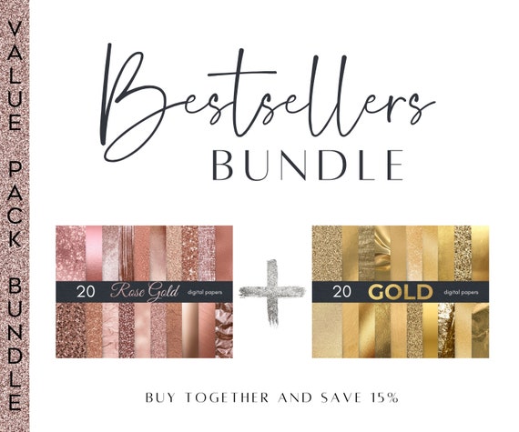 Rose Gold Digital Paper and Gold Digital Paper Bundle - Etsy
