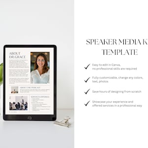Speaker Media Kit Template, Speaker Sheet Canva Template, EPK for ...