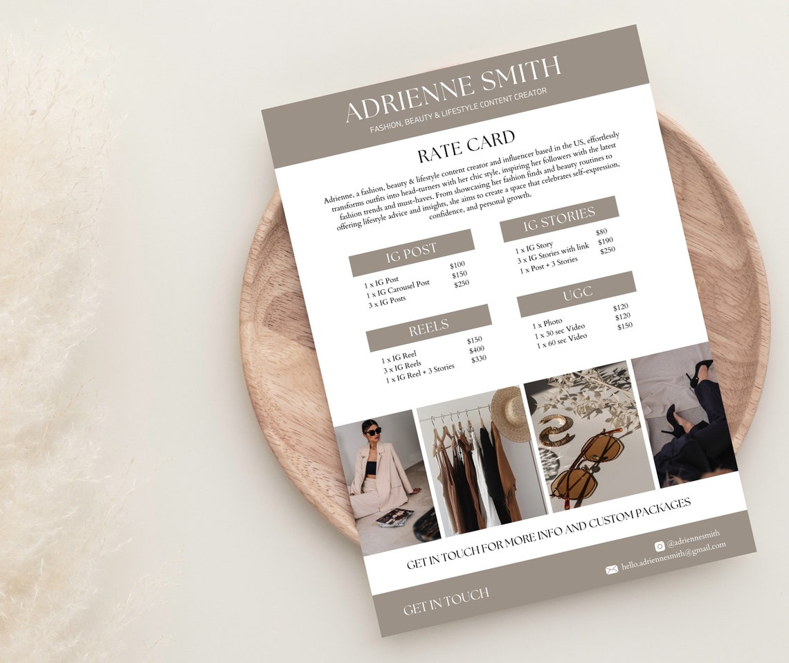 Content Creator Rate Card Template, Editable Influencer Rate Card Canva ...