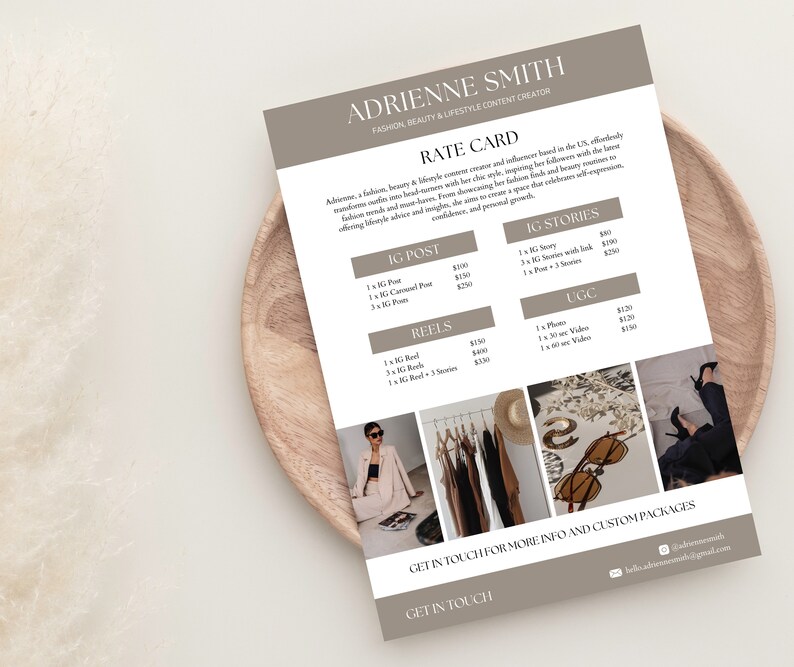 Content Creator Rate Card Template, Editable Influencer Rate Card Canva ...