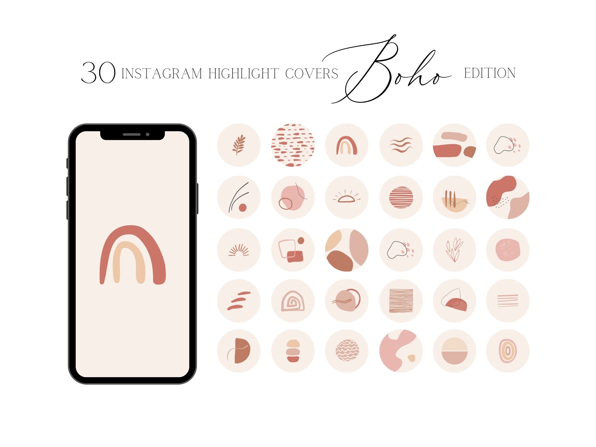 Abstract Modern Boho Instagram Story Highlight Covers Beige - Etsy