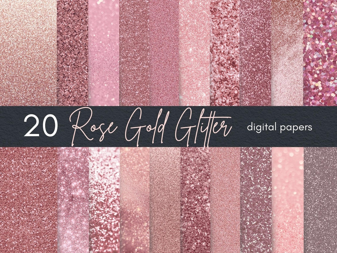 Rose Gold Glitter Digital Paper Pack Glam Rose Gold Glitter Background ...
