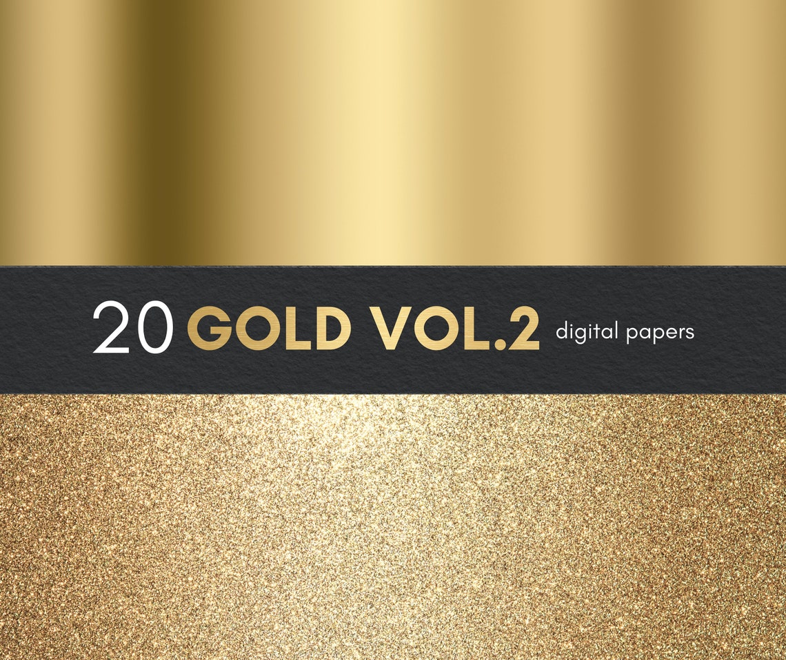 20 Gold Vol.2 Digital Paper, Gold Metallic Digital Backgrounds, Gold ...