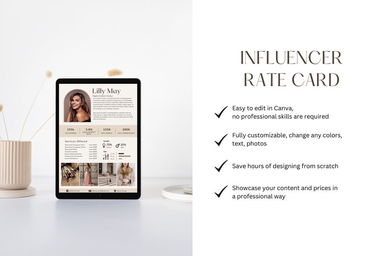 Influencer Rate Card Template Content Creator Rate Card Rate Sheet for ...