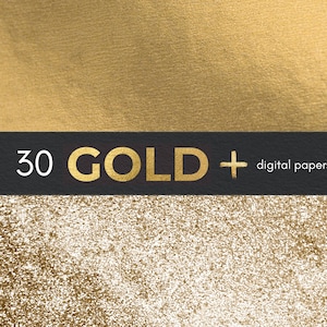 30 Gold Digital Papers, Gold Glitter Textures, Metallic Foil ...