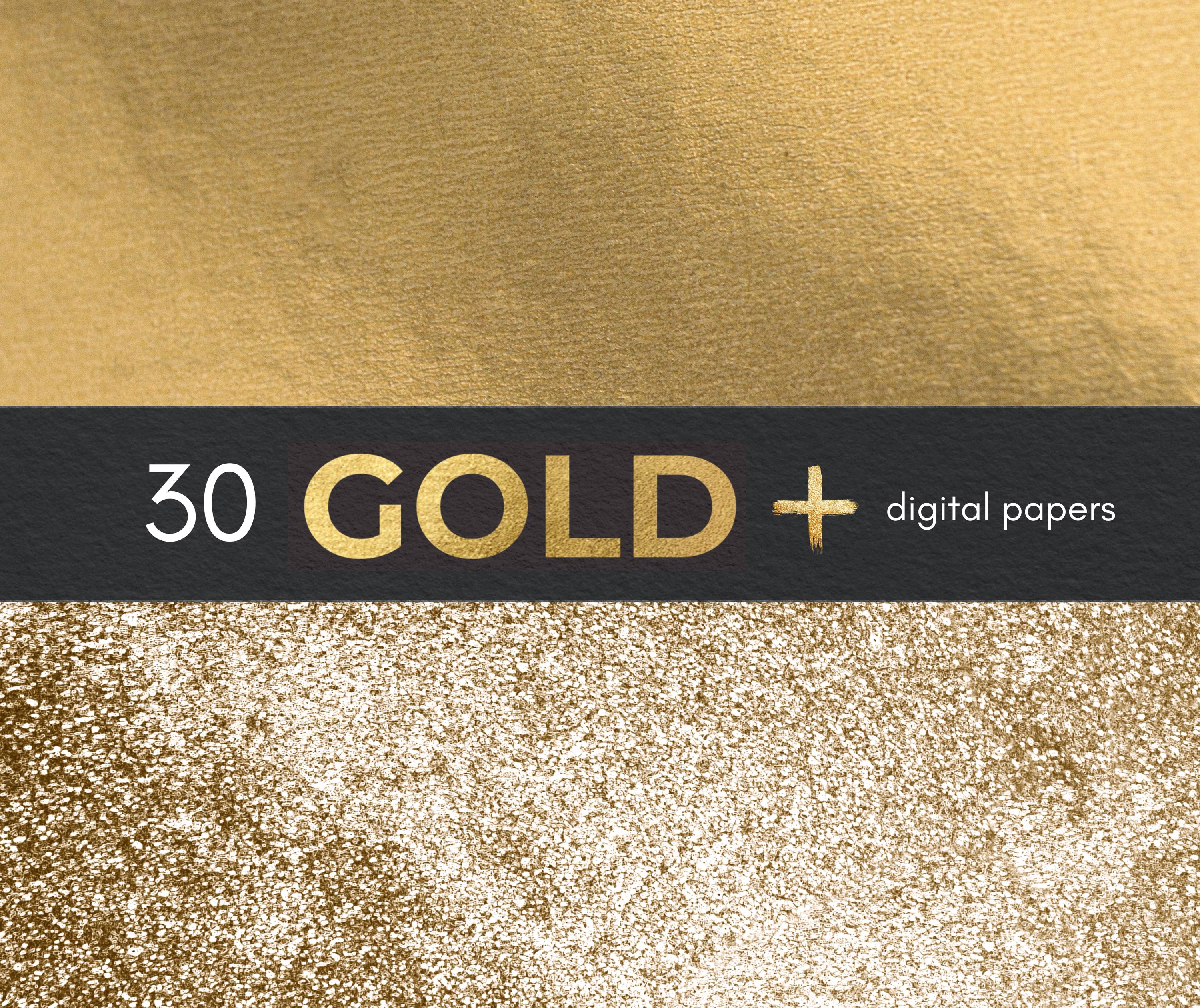 30 Gold Digital Papers, Gold Glitter Textures, Metallic Foil ...