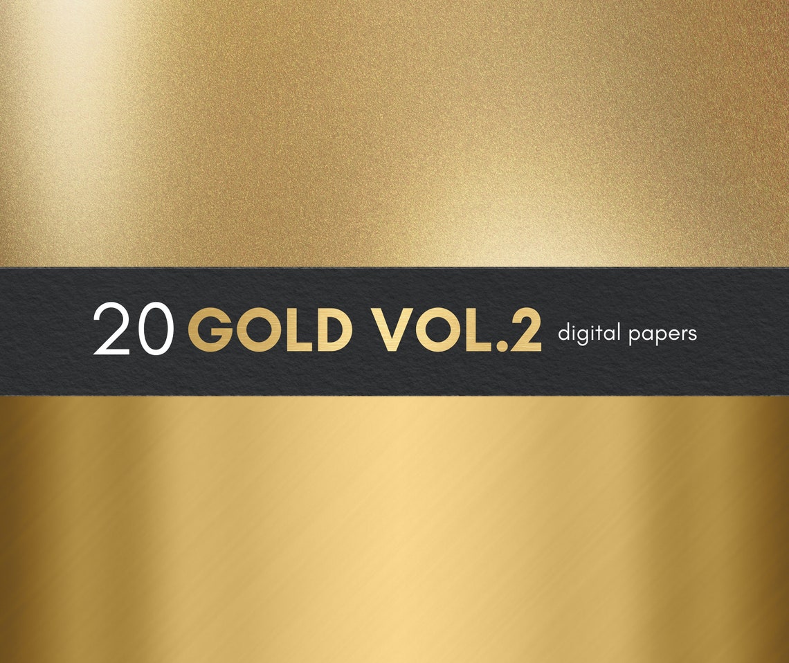 20 Gold Vol.2 Digital Paper, Gold Metallic Digital Backgrounds, Gold ...