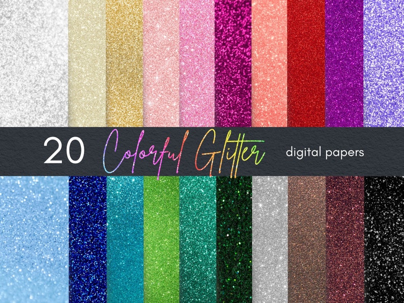 Colorful Glitter Digital Papers Glitter Textures Scrapbook Paper Shiny ...