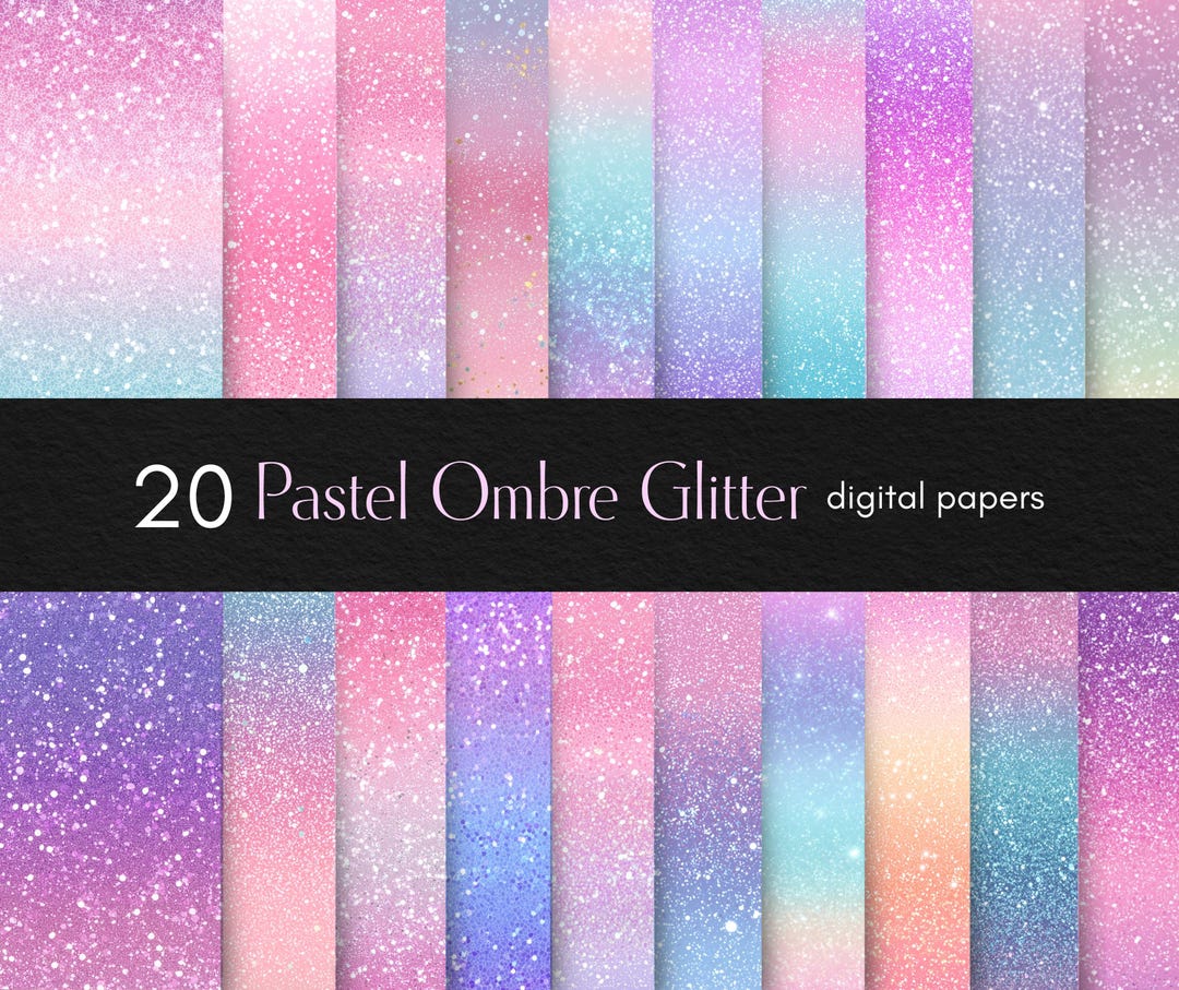 Pastel Ombre Glitter Seamless Digital Paper, Sparkle Textures, Shiny ...