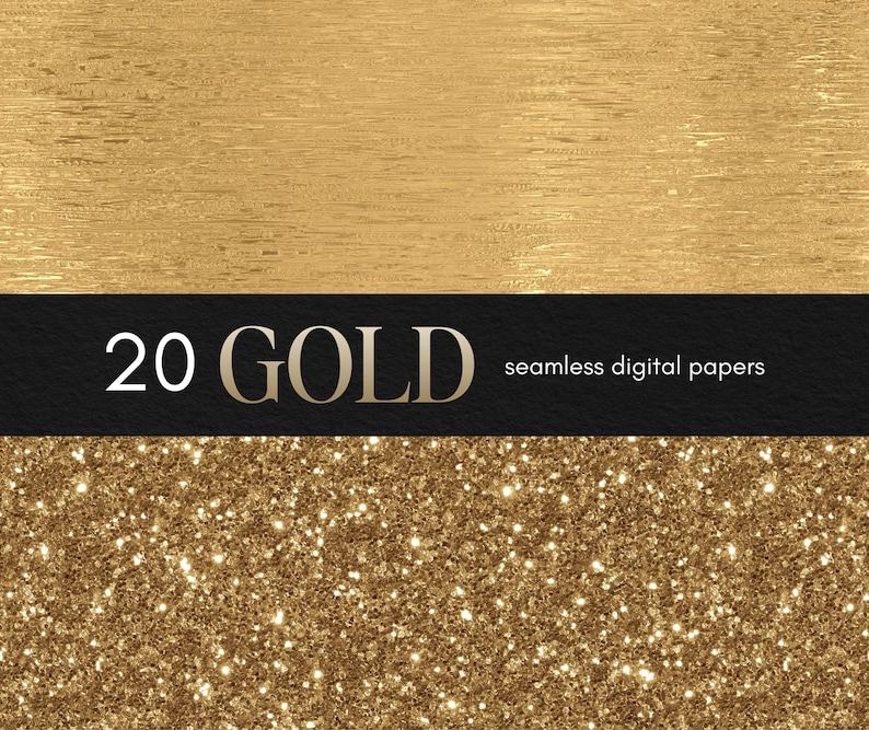 Gold Seamless Digital Paper Pack, Luxury Gold Backgrounds, Glitter ...