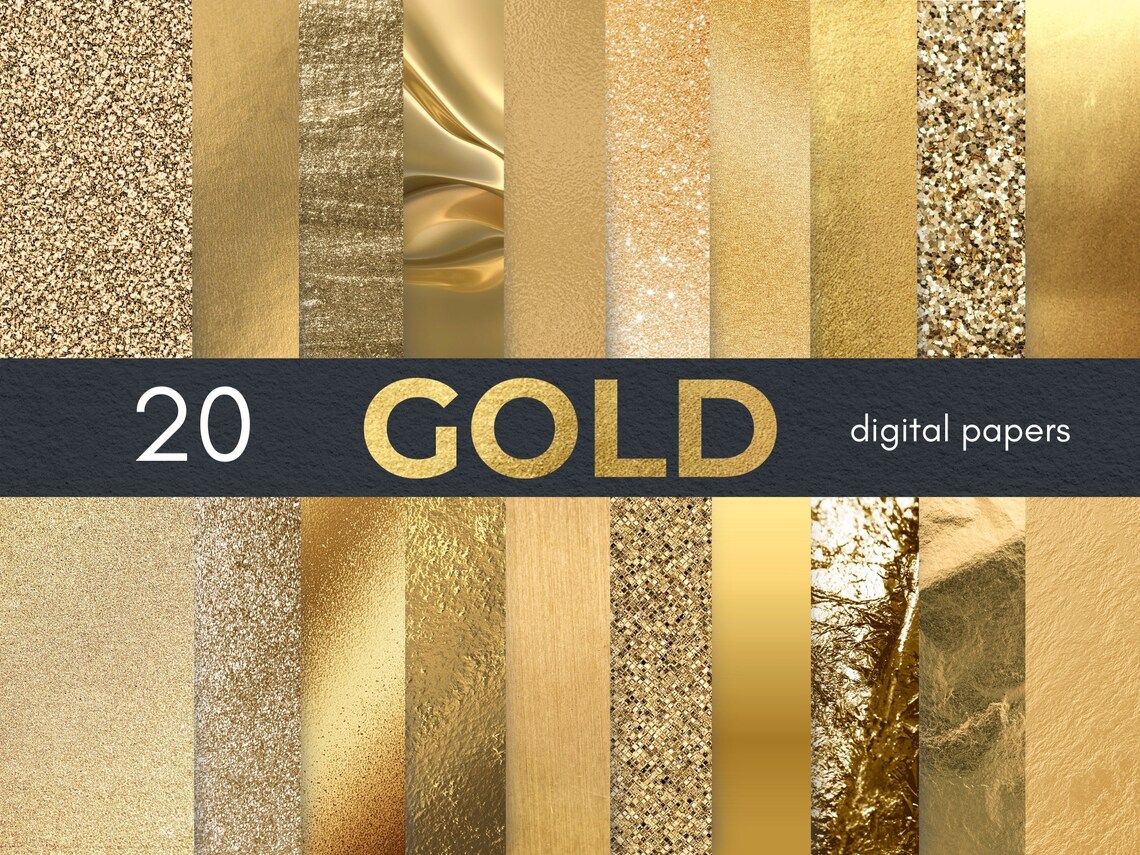 Gold Digital Papers Gold Textures Scrapbook Paper Metallic Texture for ...