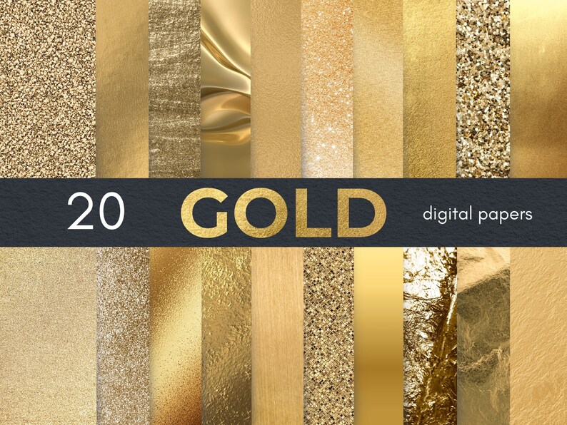 Gold Digital Papers Gold Textures Scrapbook Paper Metallic Texture for ...