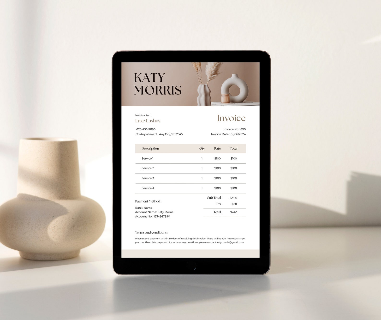 UGC Creator Invoice Template, UGC Invoice Canva Template, Digital ...