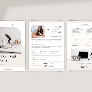 Podcast Media Kit Template, Podcast Rate Card, 3 Paged Neutral Tones ...