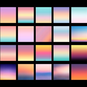 20 Sunset Gradients Digital Paper, Sky Gradient, Sunset Ombre Abstract ...