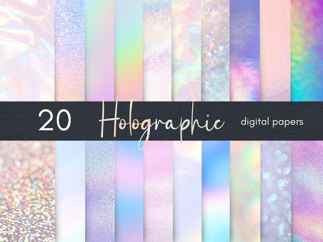 Holographic Digital Papers | Hologram Texture | Iridescent Background ...