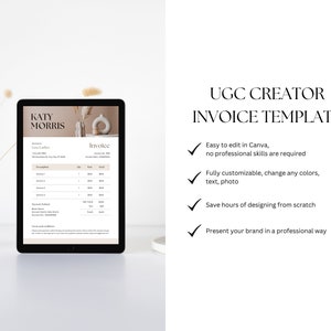 UGC Creator Invoice Template, UGC Invoice Canva Template, Digital ...