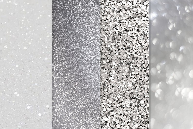 Silver Glitter Digital Paper, Silver Shimmer Background, Silver Glitter ...