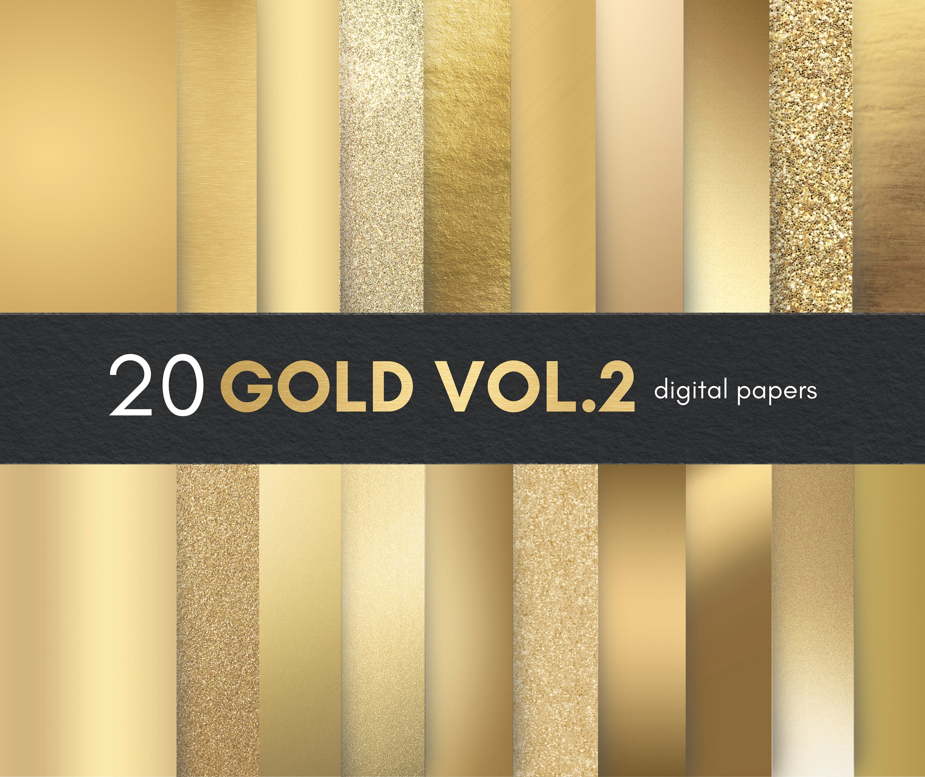 20 Gold Vol.2 Digital Paper, Gold Metallic Digital Backgrounds, Gold ...