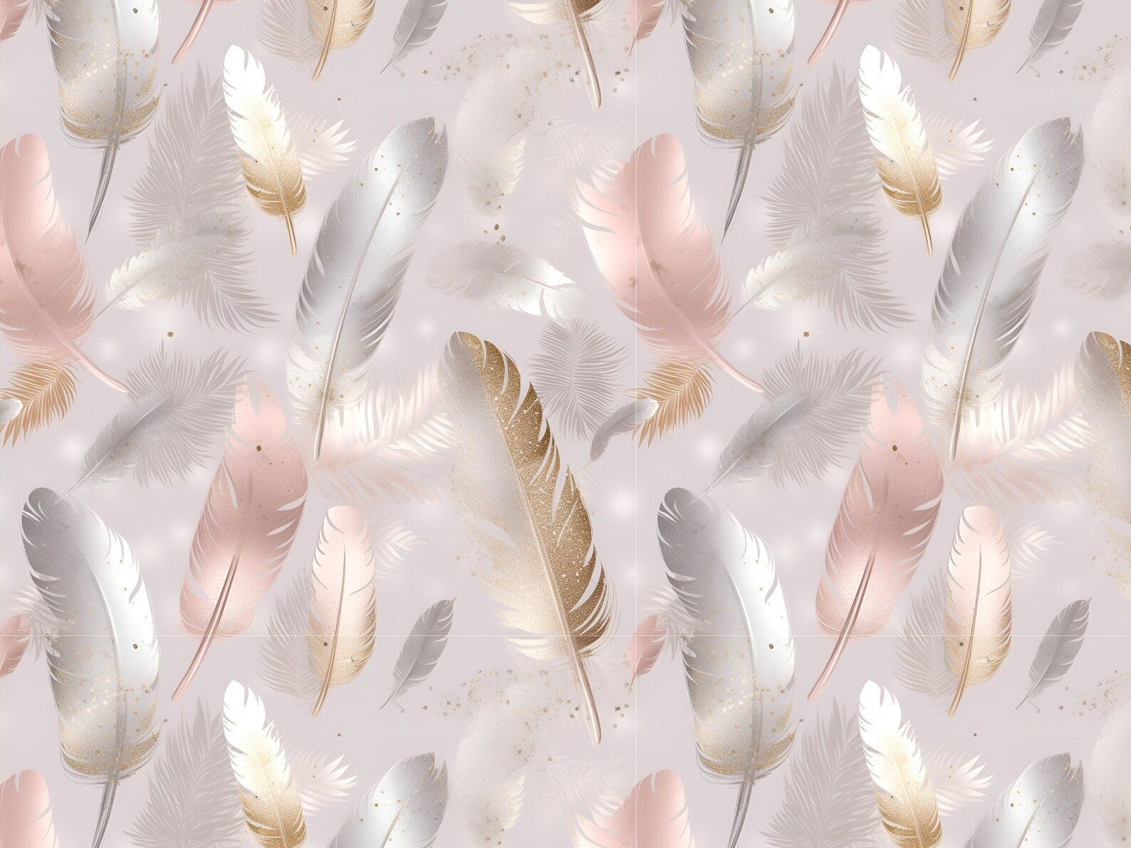 Seamless Feather Pattern Digital Paper, Commercial Use, 300 DPI Shiny ...