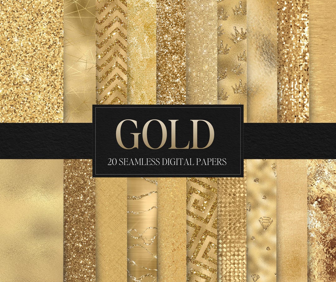 Gold Seamless Digital Paper Pack, Luxury Gold Backgrounds, Glitter ...