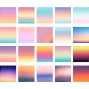 20 Sunset Gradients Digital Paper, Sky Gradient, Sunset Ombre Abstract ...