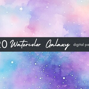 Watercolor Galaxy Seamless Digital Papers, Colorful Painted Galaxy ...