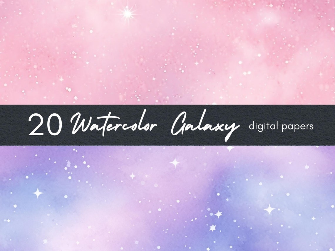 Watercolor Galaxy Seamless Digital Papers, Colorful Painted Galaxy ...