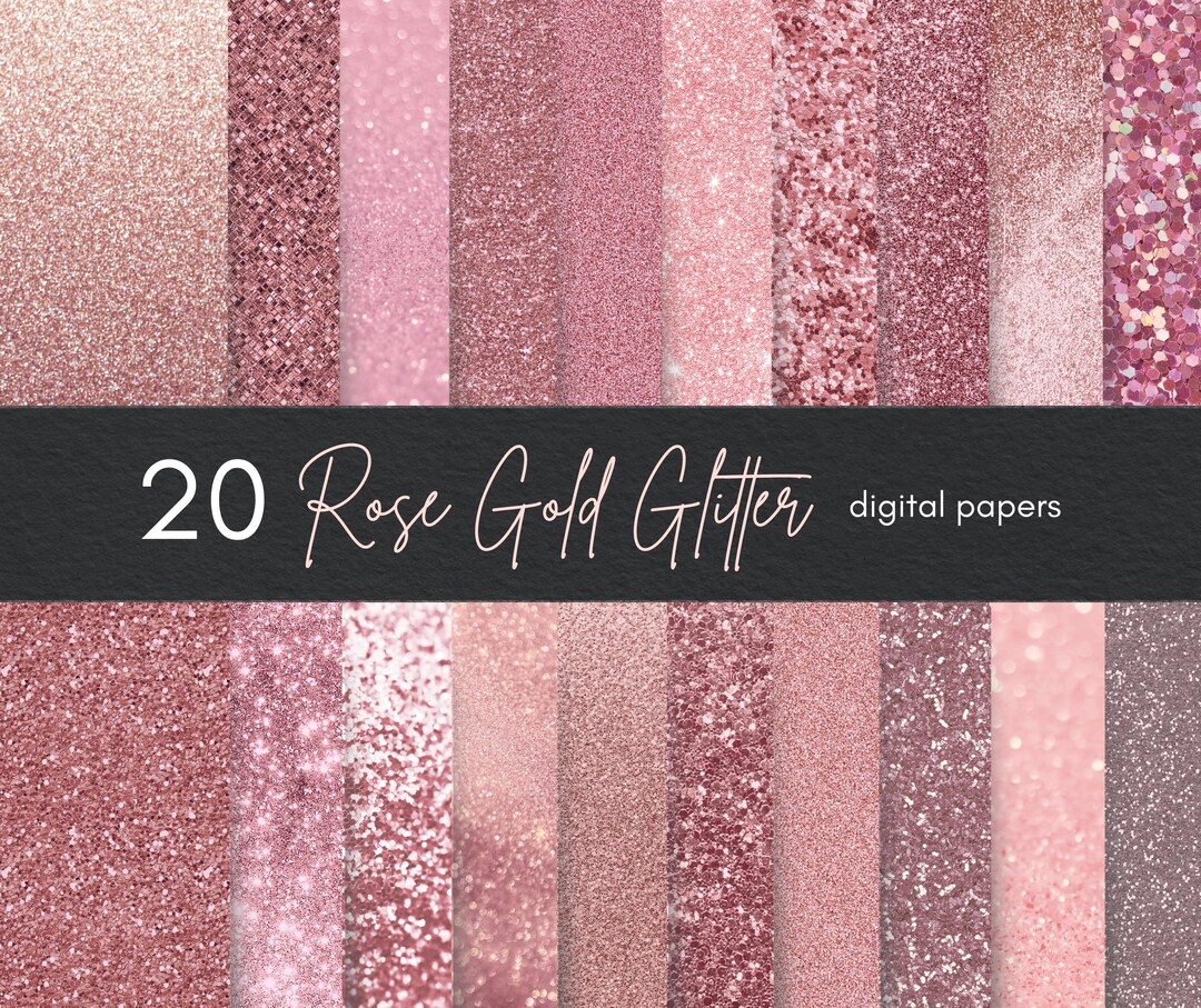 Rose Gold Glitter Digital Paper, Sparkly Metallic Backgrounds, Glam ...