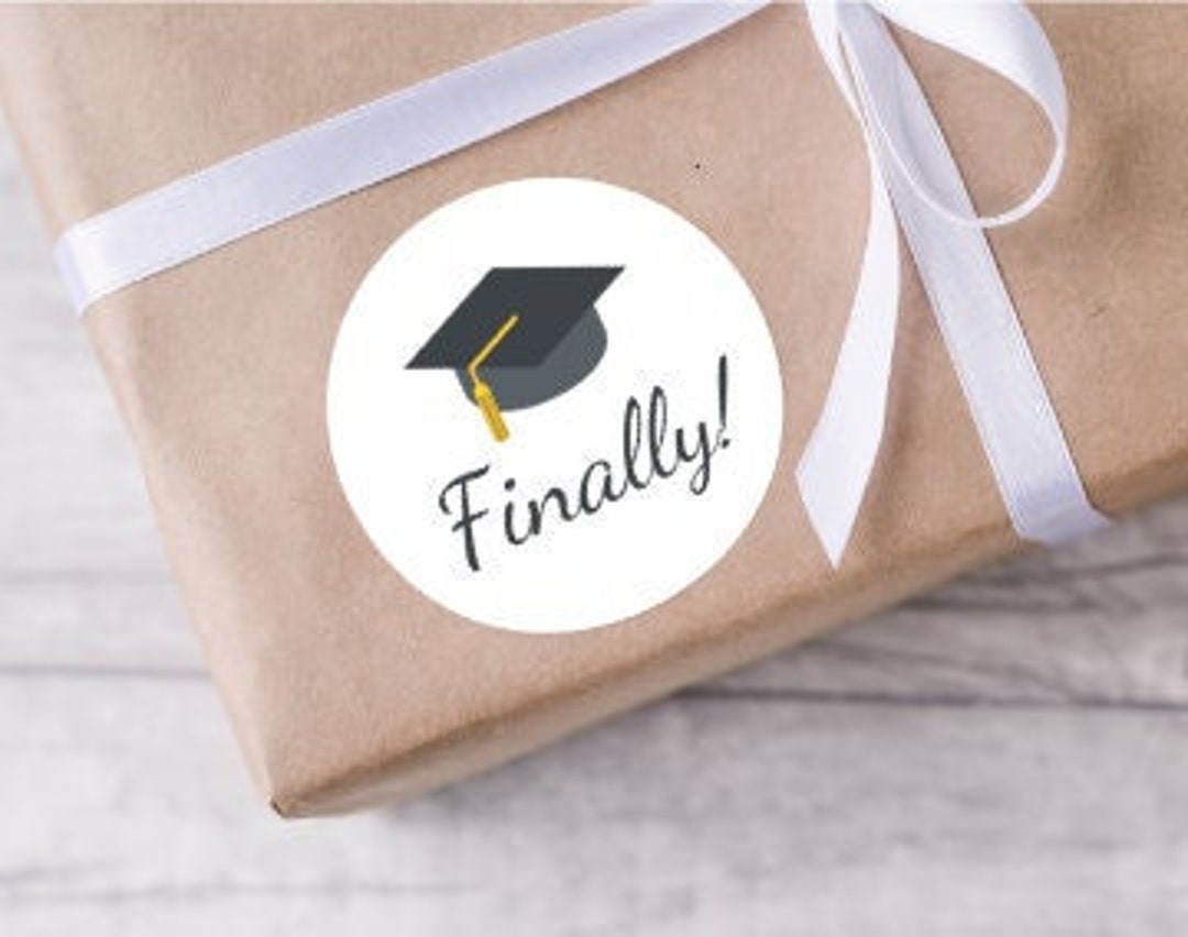 Graduation Stickers Finally, 20 Piece Sheet of Matte White Round 2 ...