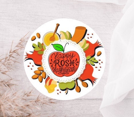 Happy Rosh Hashana Stickers, 2" Round Sticker Labels, Rosh Hashana ...