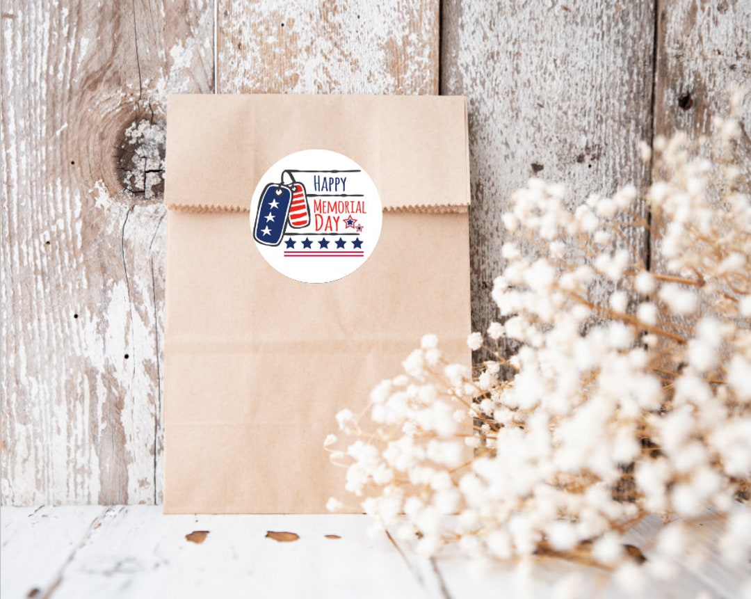 Memorial Day Stickers, Thank You Veterans 20 Piece Sheet of Matte White ...