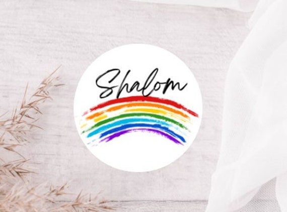 Shalom Rainbow Stickers 20 Piece Sheet of Matte White Round - Etsy