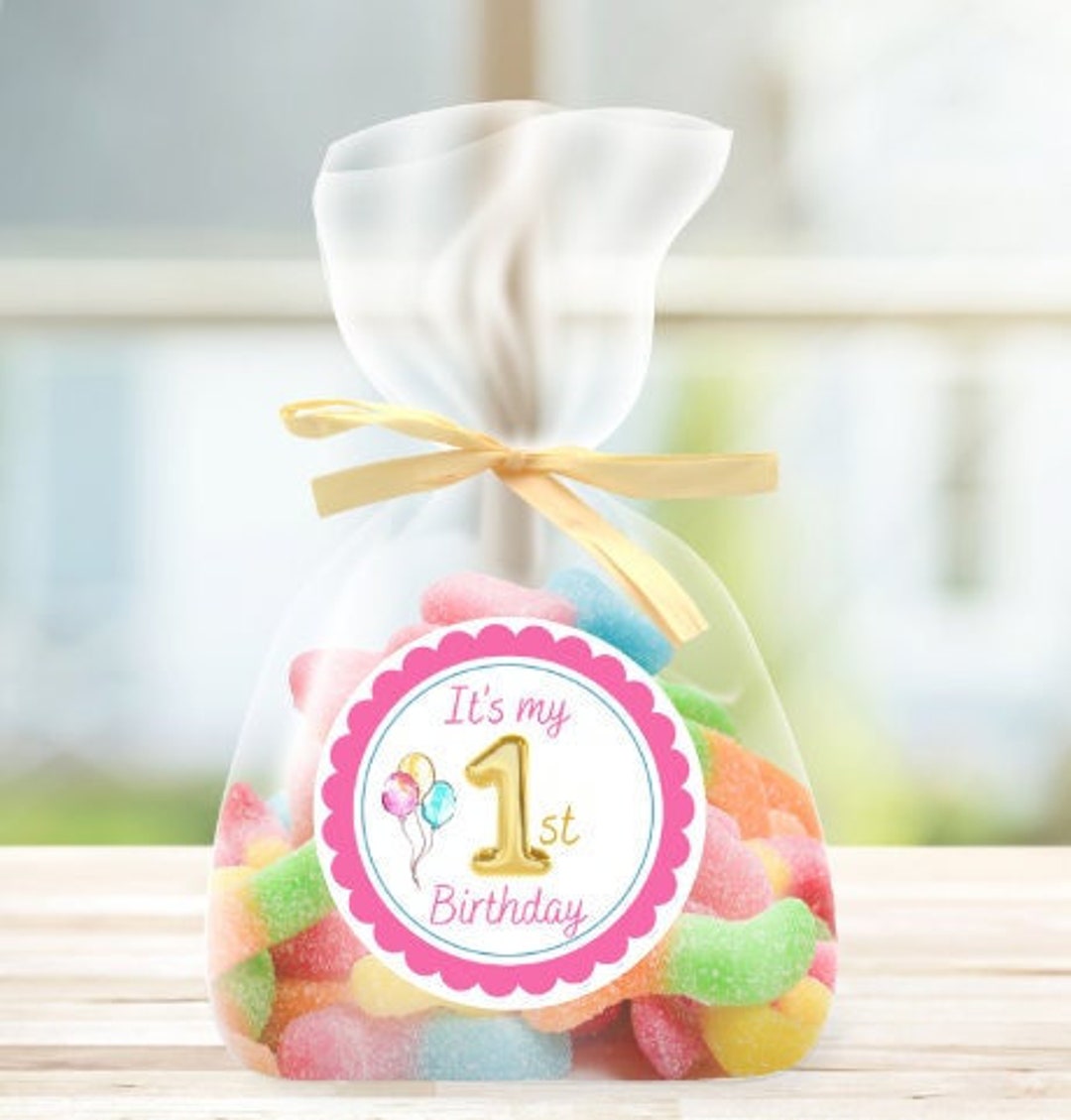 1st Birthday Stickers, It's My First Birthday Pink and Gold Stickers 20 ...