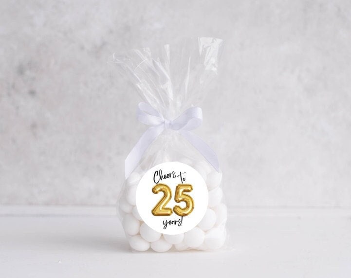 Cheers to 25 Years Stickers Gold Balloon Sticker 20 Piece - Etsy