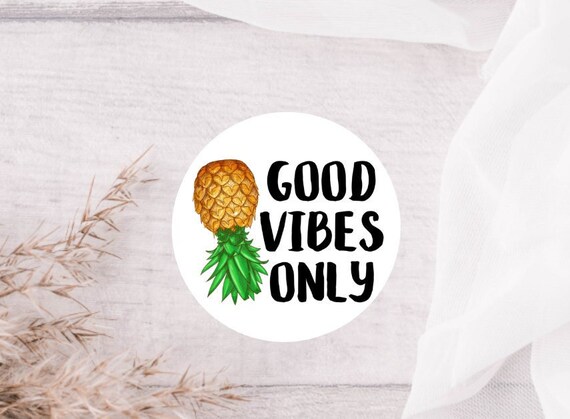Good Vibes Only Upside Down Pineapple Stickers 20 Piece | Etsy