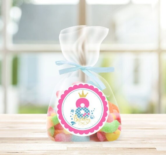 8th Birthday Stickers Eighth Birthday Mermaid Stickers 20 - Etsy