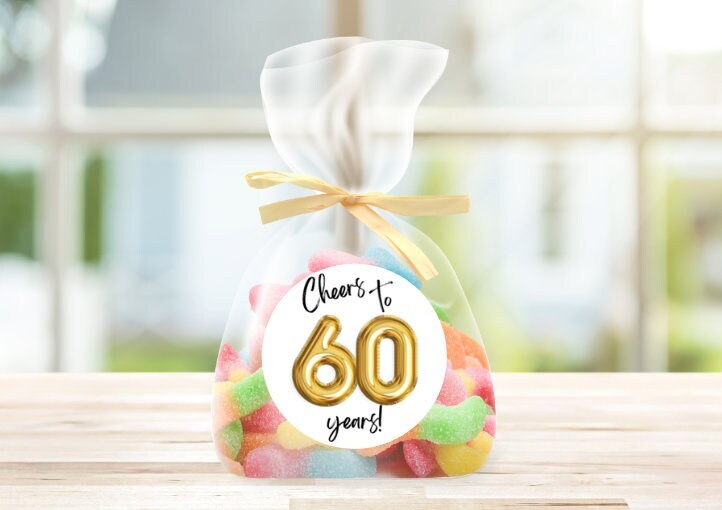 Cheers to 60 Years Stickers, Gold Balloon Sticker 20 Piece Sheet of ...