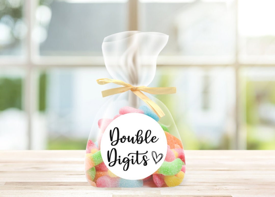 Double Digits Stickers, 10th Birthday 20 Piece Sheet of Matte White ...