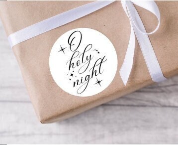 O Holy Night Stickers, 20 Piece Sheet of Matte White Round 2" Stickers ...