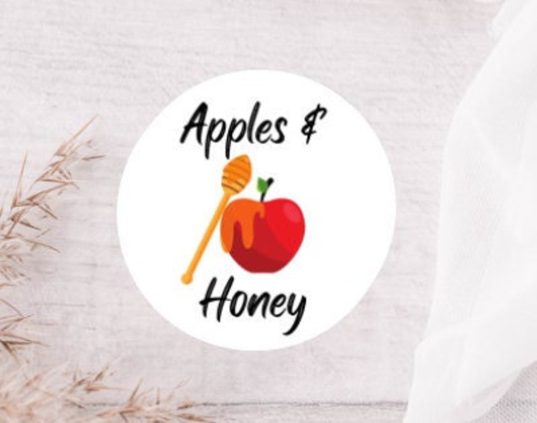 Rosh Hashana Apples and Honey Stickers, 2" Round Sticker Labels, Rosh ...